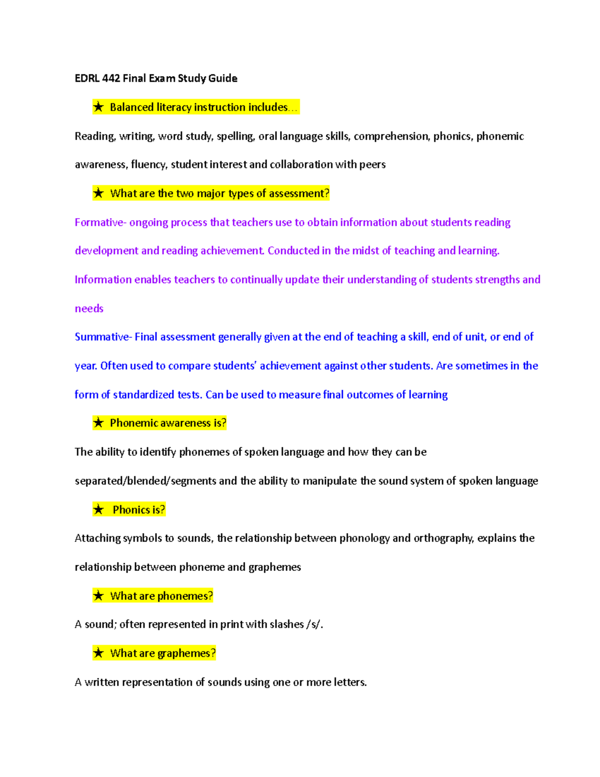 EDRL 442 Study Guide Notes - EDRL 442 Final Exam Study Guide ★ Balanced ...