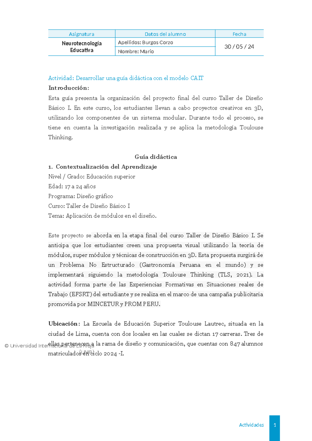 Guía Modelo CAIT Mario Burgos Corzo - © Universidad Internacional de La ...