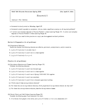 HW8 - HWS - MAC 281 Discrete Structures Spring 2020 (Due May 18, 2020) Homework 8 Instructor ...