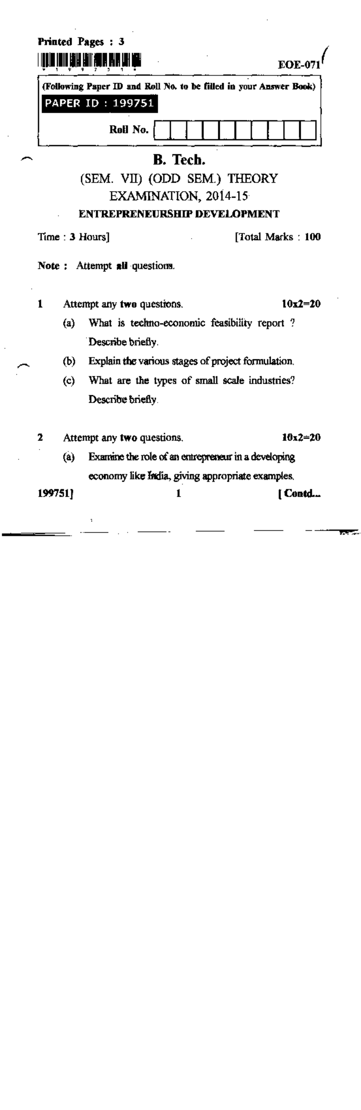 Ed 2014-15 - PYQP - B.tech - Studocu