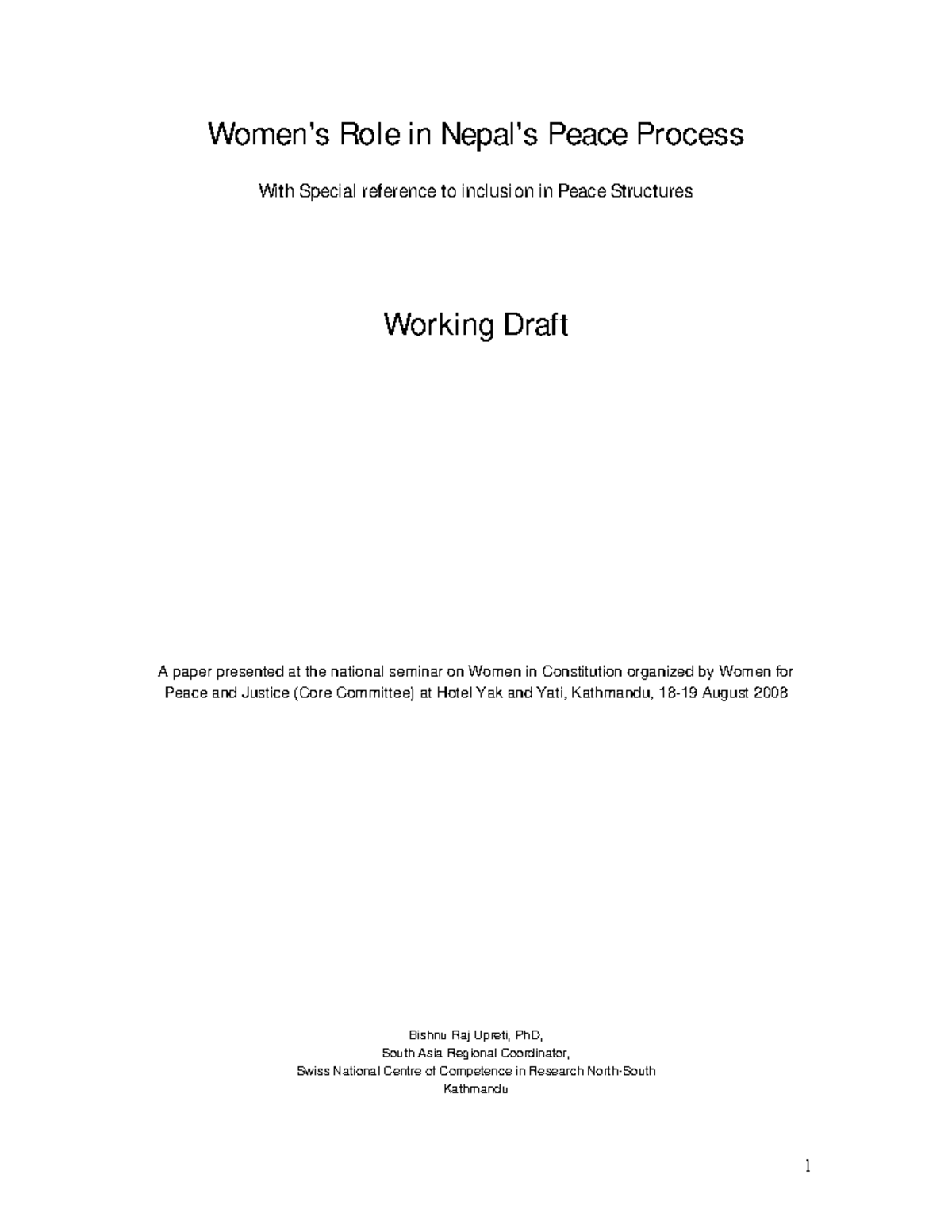 Role of women in Nepals peace process - Women's Role in Nepal's Peace ...