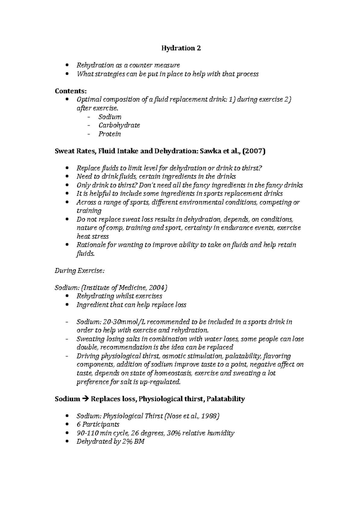 Hydration 2 - lecture notes - Hydration 2 Rehydration as a counter ...