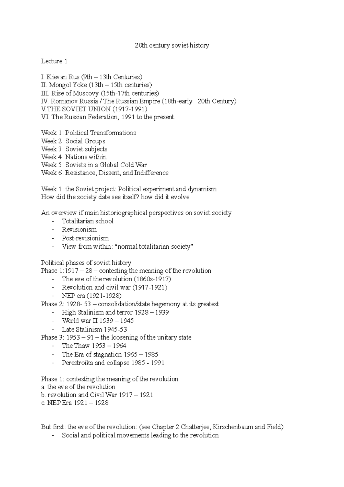 20th century soviet history - 20th century soviet history Lecture 1 I ...