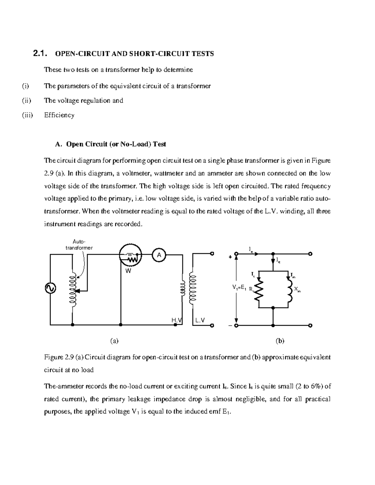 Transformer Tests - It's very important - 2. OPEN-CIRCUIT AND SHORT ...