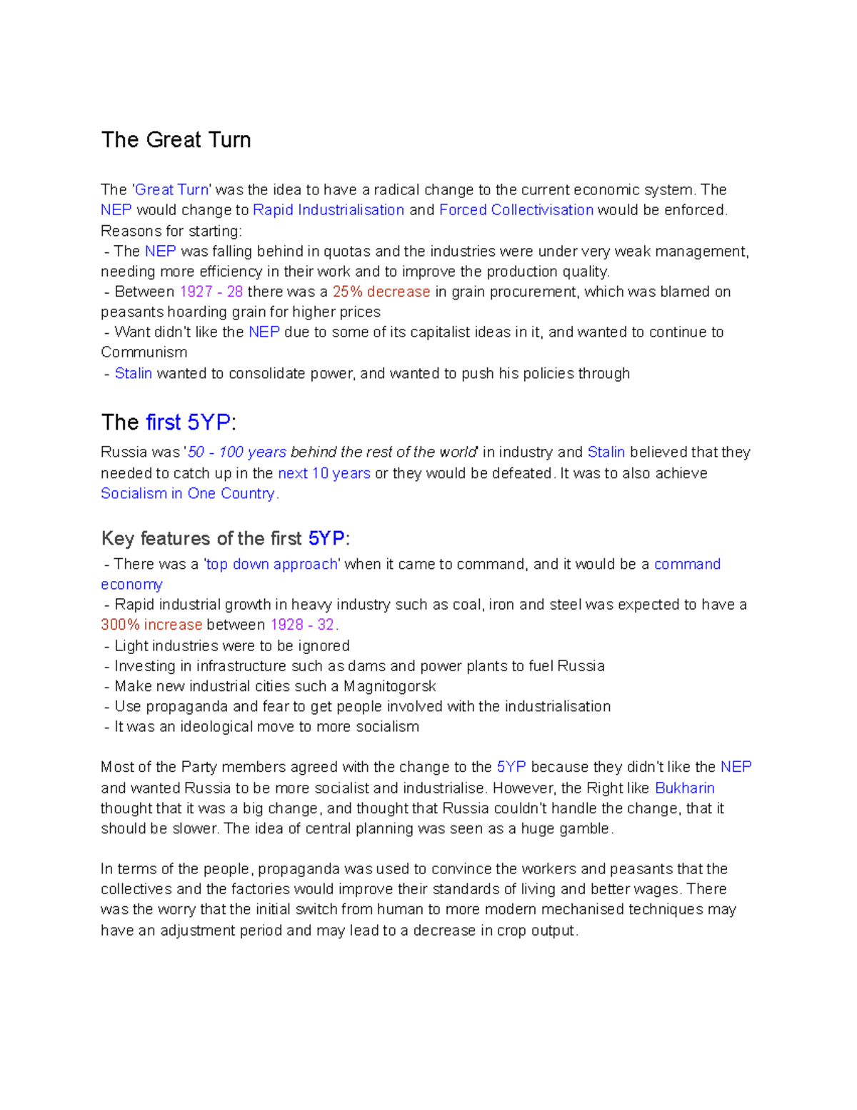 The Great Turn 1929 - These are revision notes on multiple parts of the ...