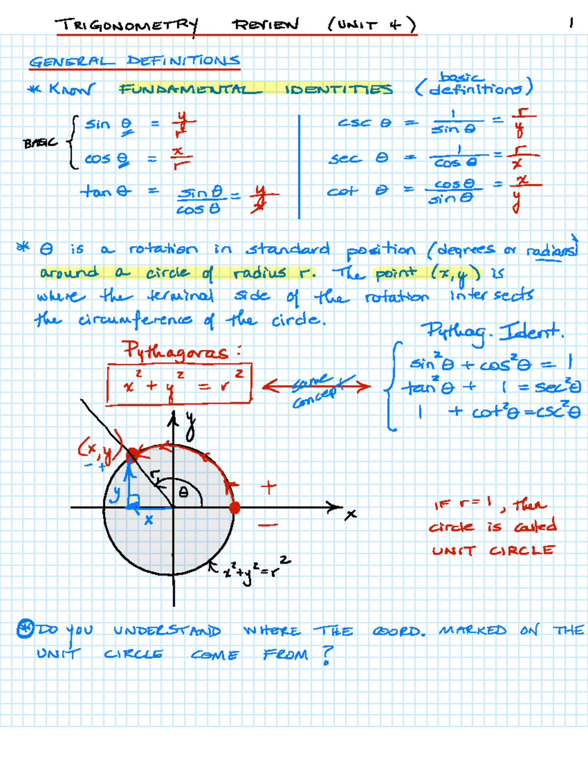 Script Math 0130 Final Exam Trig Review 1 - TRIGONOMETRY REVIEW ( UNIT ...