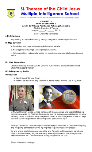 Q1 Lesson Plan Computer 3 - COMPUTER 3 UNIT 1: One World: E-World ...