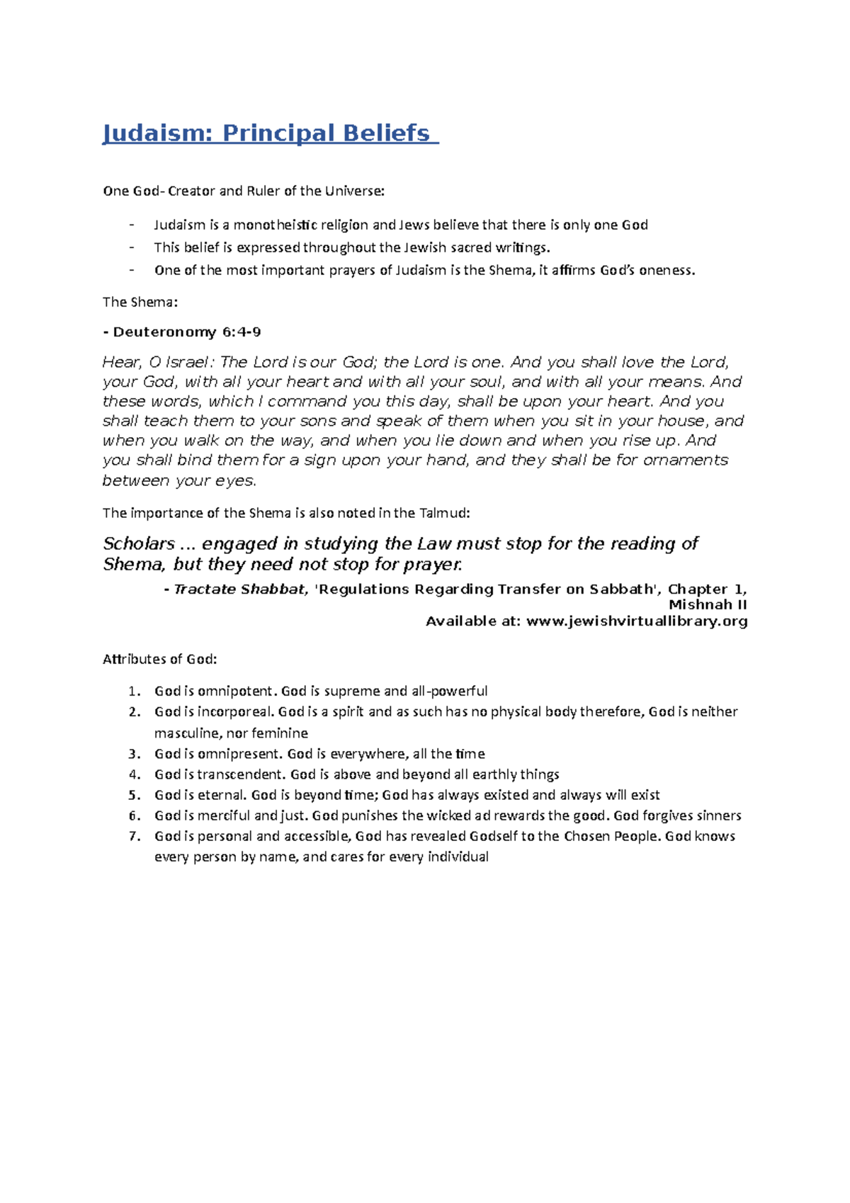 Judaism Principal Beliefs - One of the most important prayers of ...