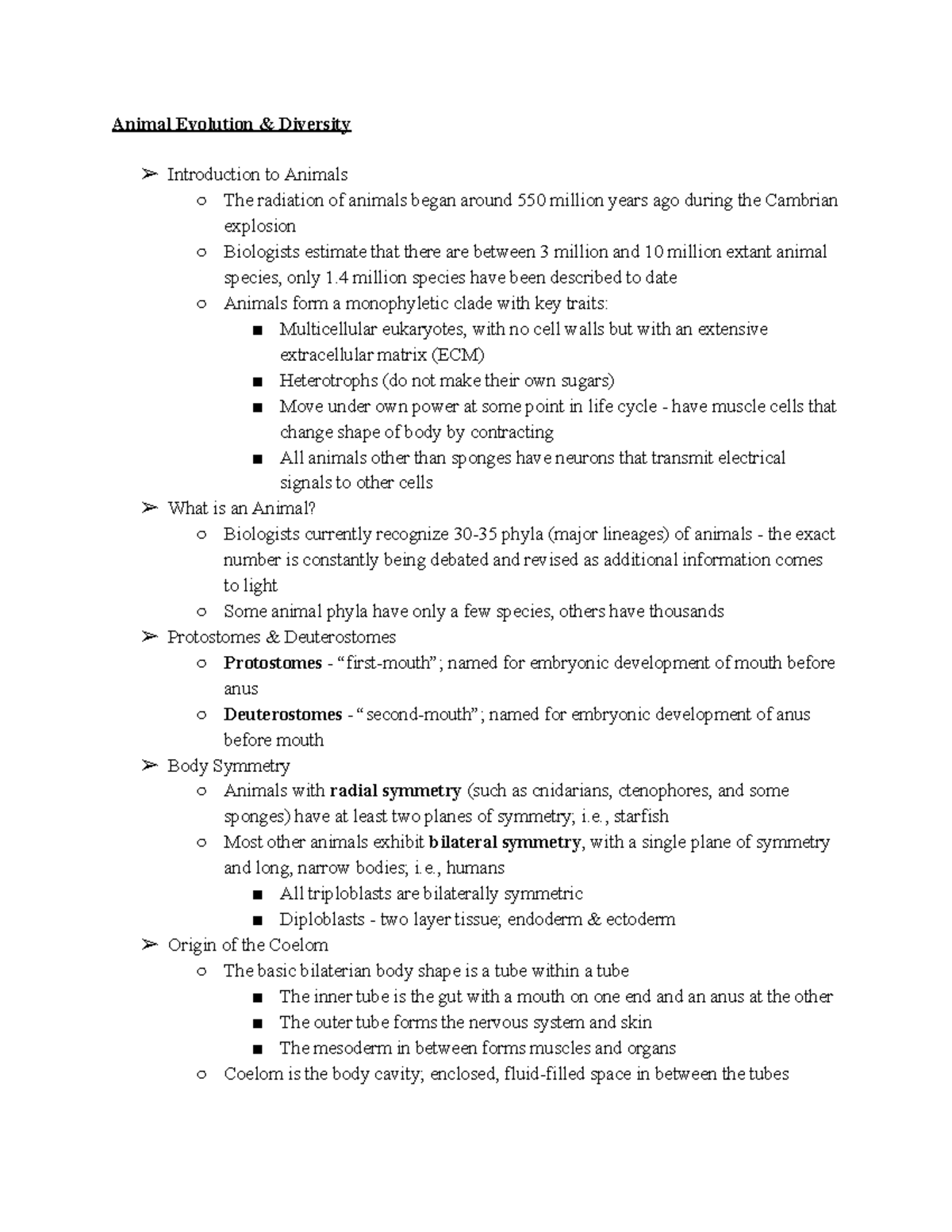 Animal Evolution & Diversity - Animal Evolution & Diversity ...