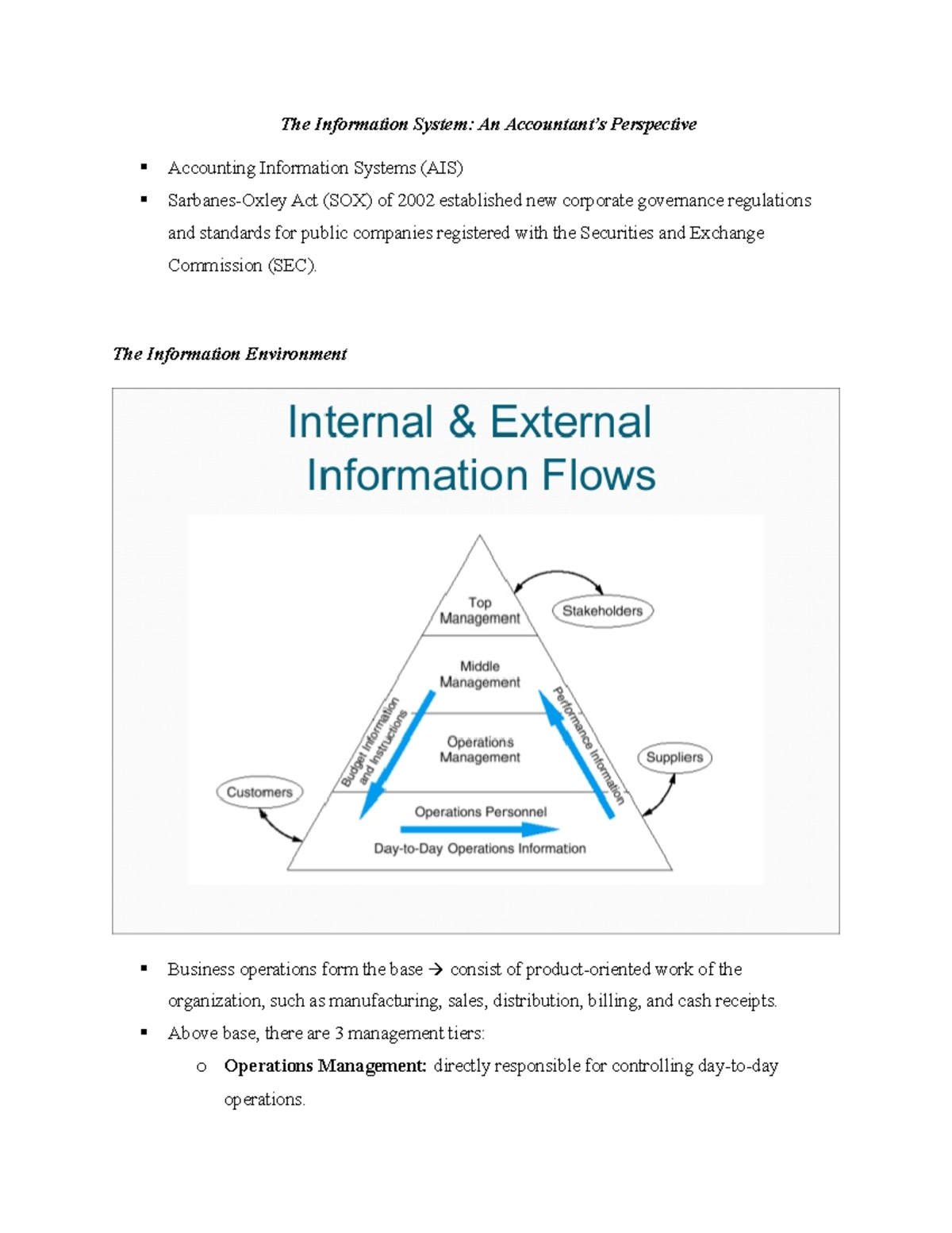 Chapter 1 Textbook - The Information System: An Accountant’s ...