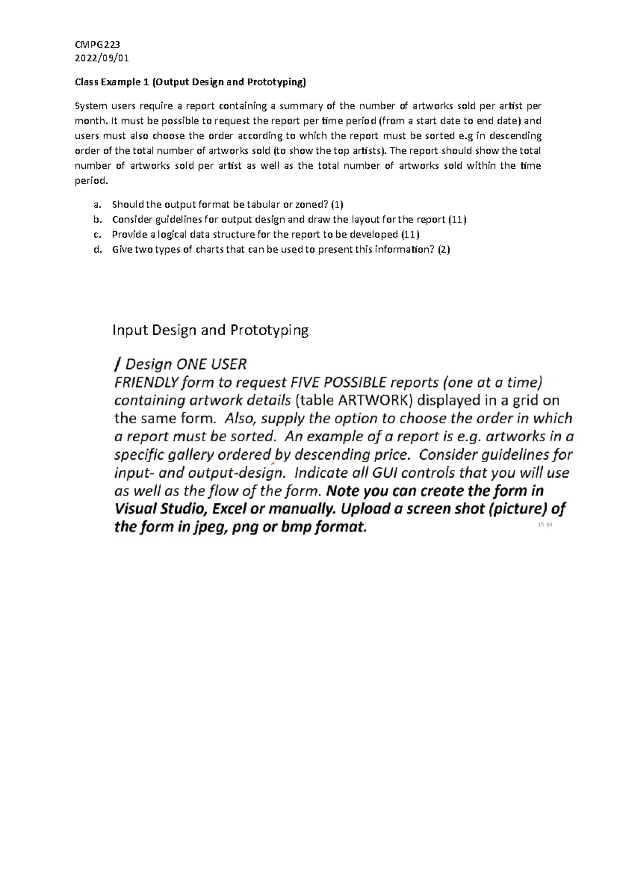 Class Work - output design guidelines - CMPG 2022/09/ Class Example 1 ...