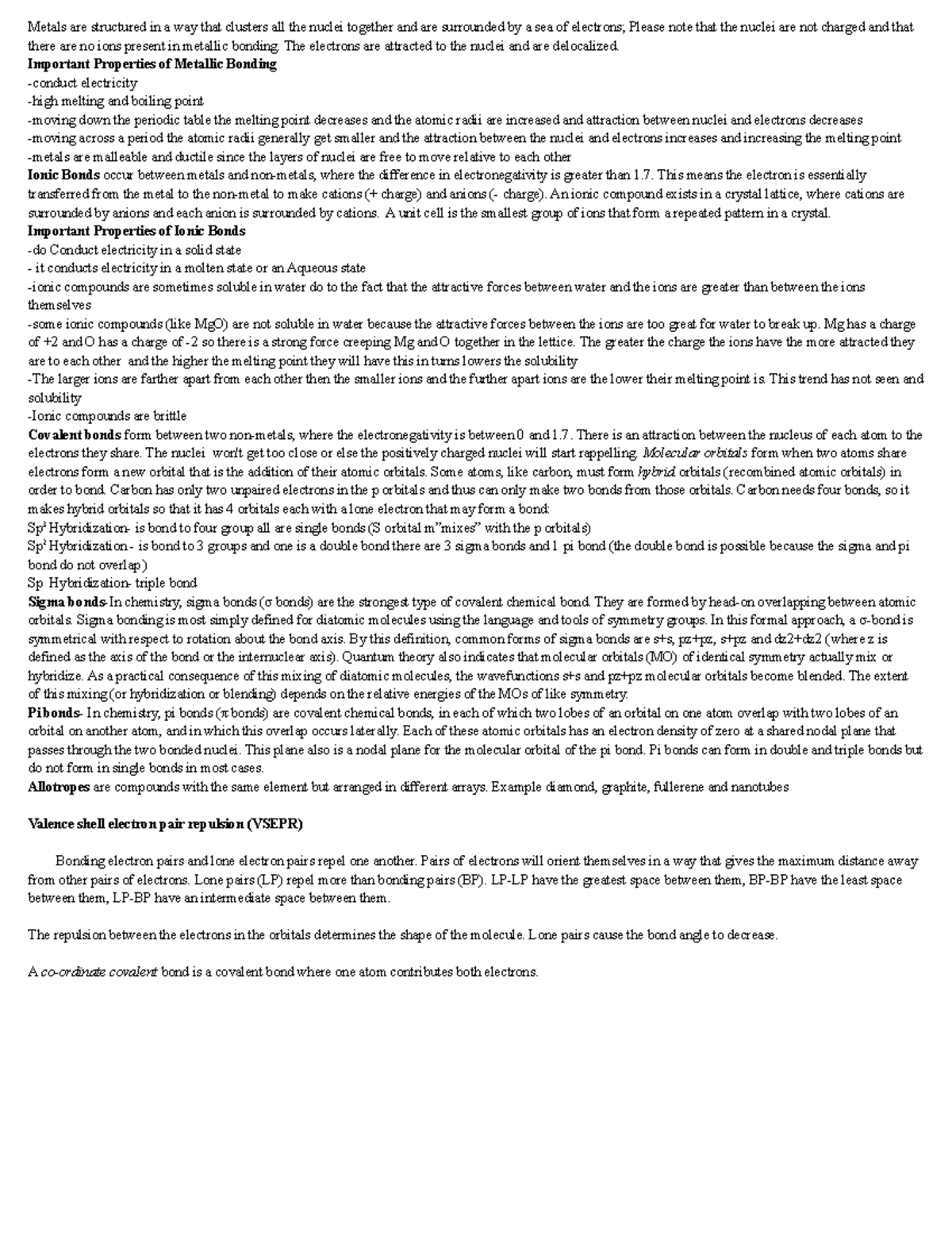 Notes part 2 - my chem note for SCH3U and SCH4U - Metals are structured ...