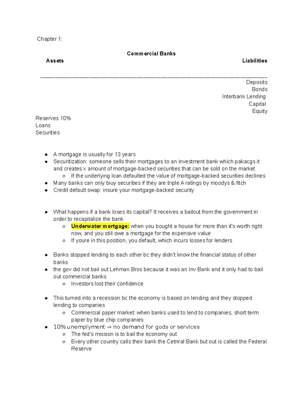 Global Econ & Trade Notes - Chapter 1: Commercial Banks Assets ...