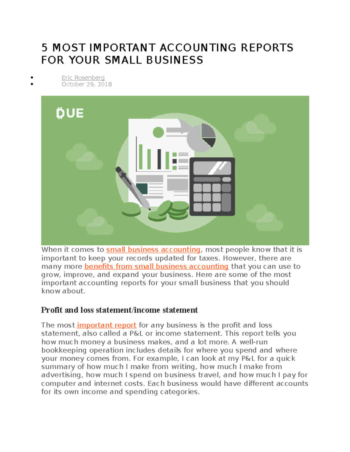 Small business Report - dfwe ewrweerwre - 5 MOST IMPORTANT ACCOUNTING ...