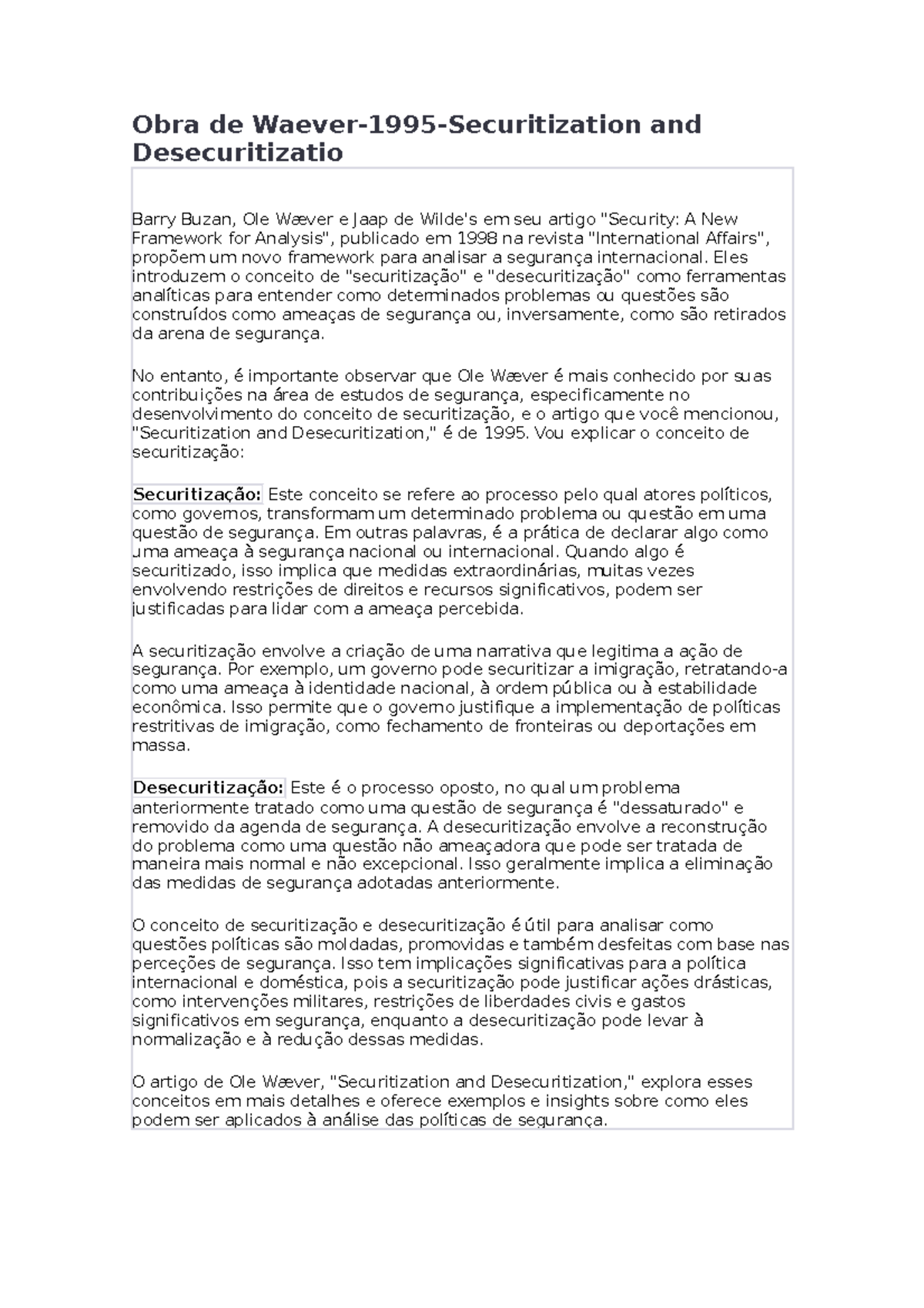 Obra de Waever - llll - Obra de Waever-1995-Securitization and ...