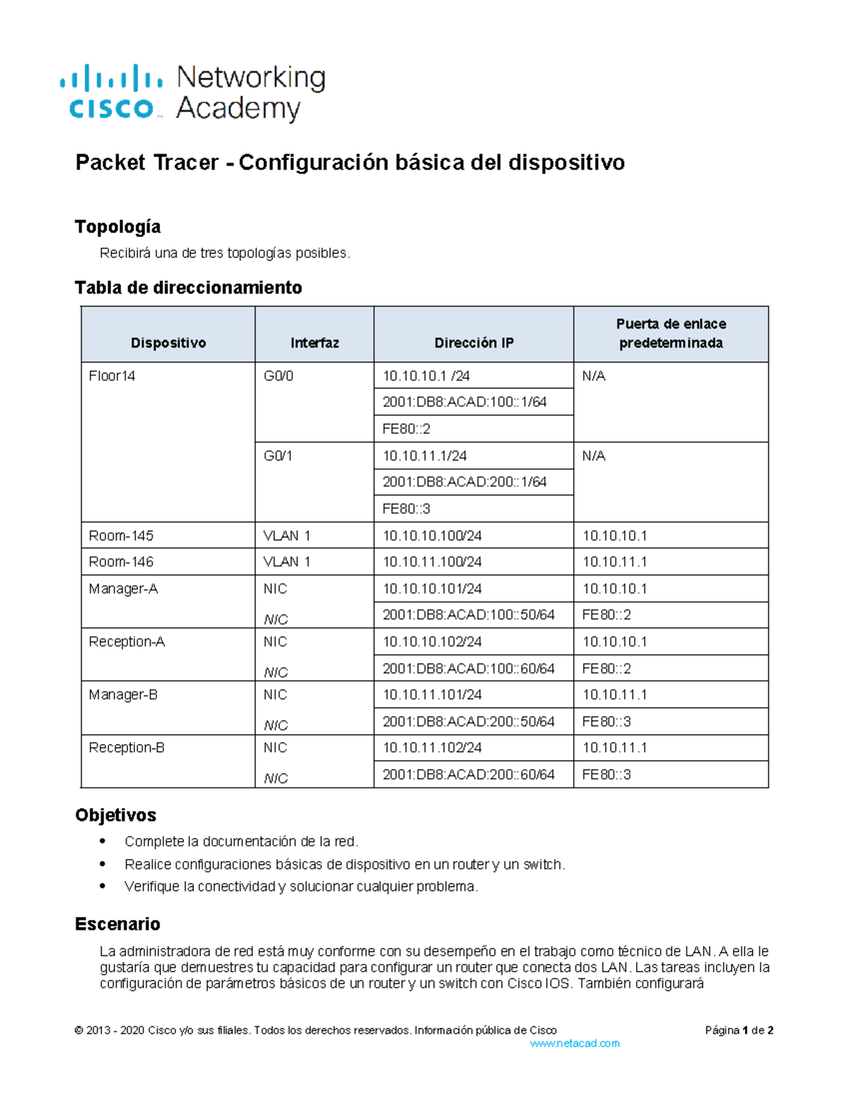 10.4.3 Packet Tracer - Basic Device Configuration - Packet Tracer ...