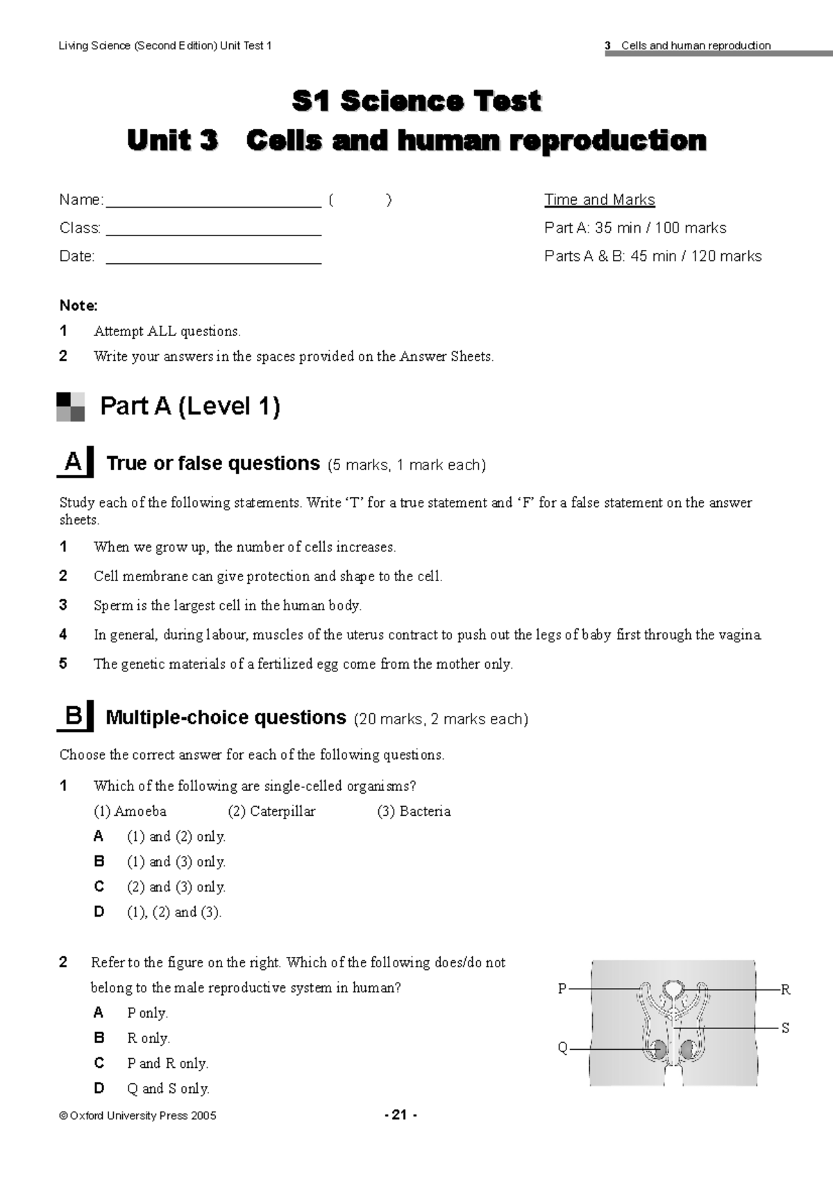 Integrated science exam 1 - S1 S1 SScciieennccee TTeesstt UnUniitt 3 3 ...