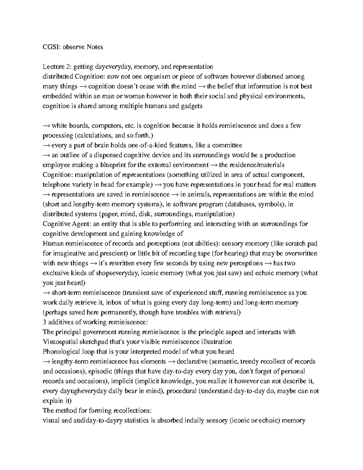 Cgsc 1001 Lecture Notes - CGSI: observe Notes Lecture 2: getting ...