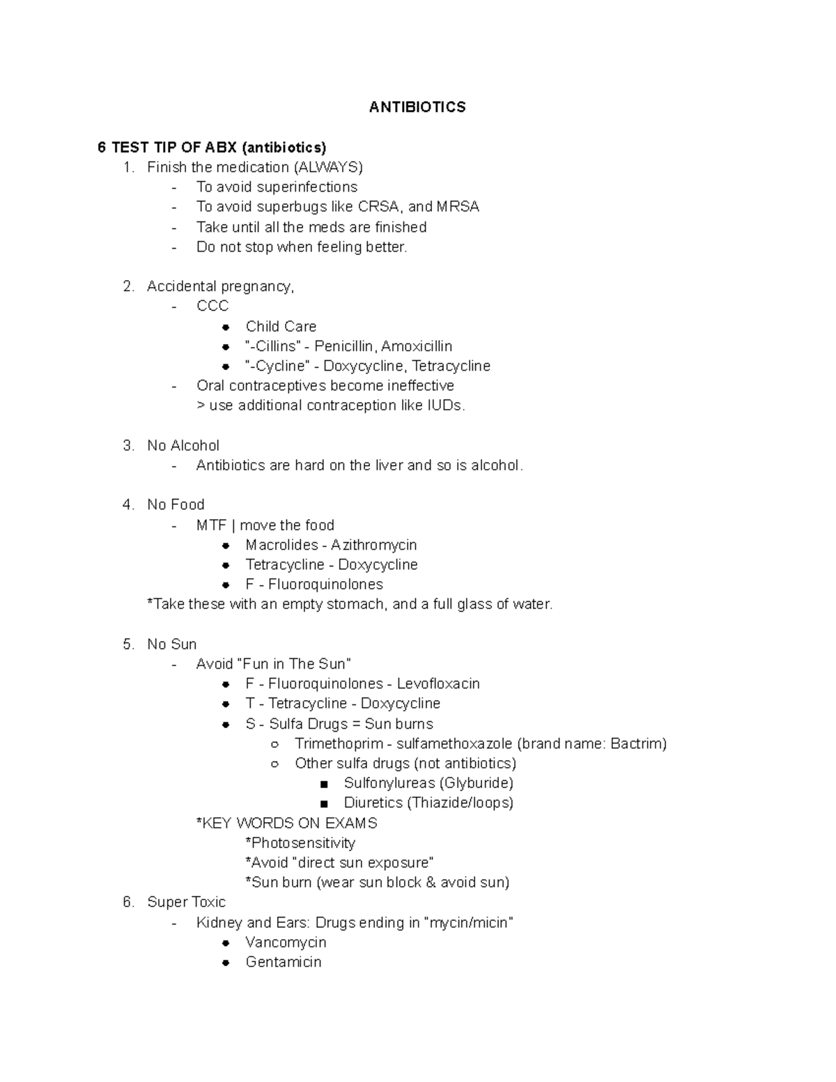Pharma Notes: ANTIBIOTICS - ANTIBIOTICS 6 TEST TIP OF ABX (antibiotics ...