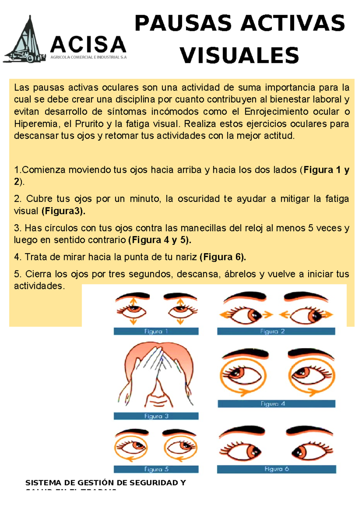 Cartilla Pausas Visuales - PAUSAS ACTIVAS VISUALES Las pausas activas ...
