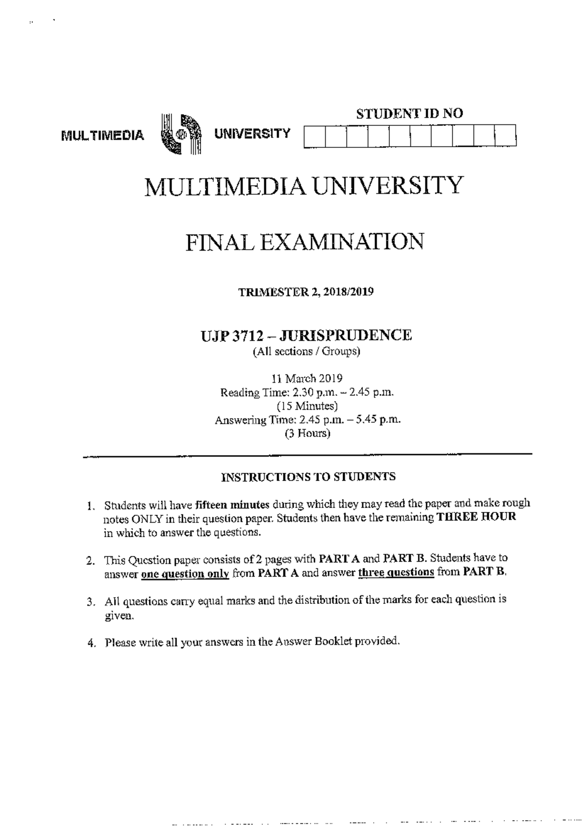 Past year question 2018-2019 - STUDENT ID NO MUL TIMEDIA UNIVERSITY ...