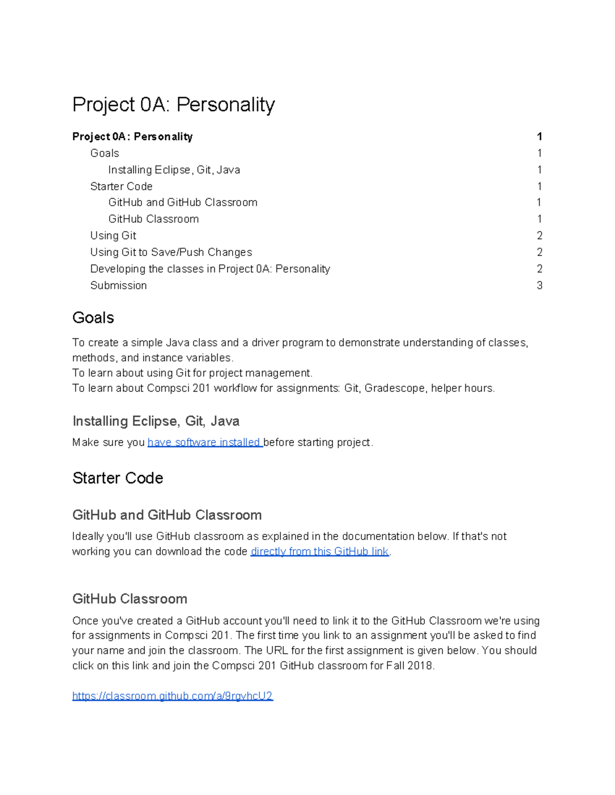 Project 0A Personality, Compsci 201, Fall 2018 - Project 0A ...