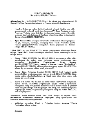 Addendum Perjanjian Kredit Modal Kerja - ADDENDUM PERJANJIAN KREDIT ...