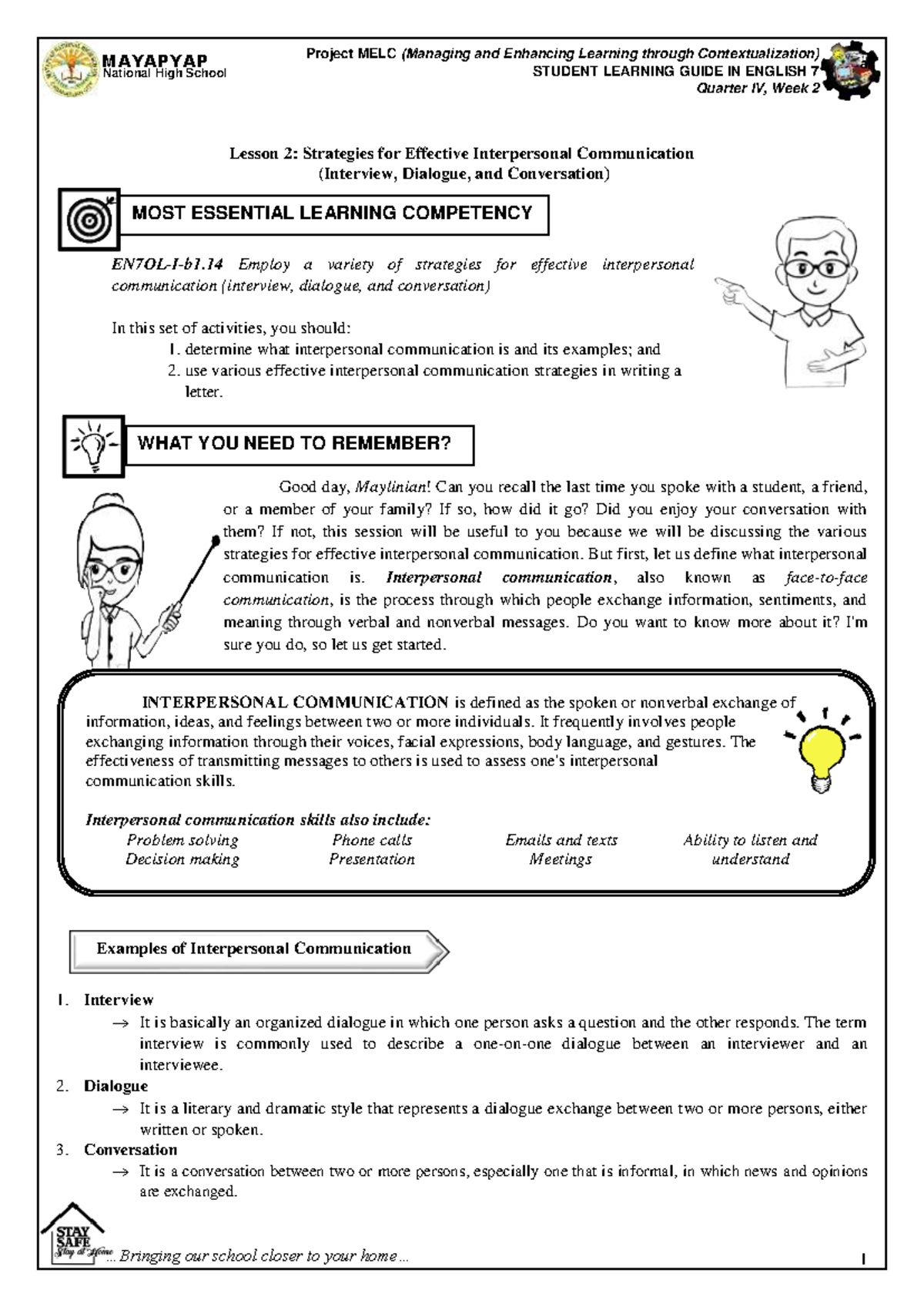 English-7 Q4 WEEK-2 - mkkkkl - 1 a Lesson 2: Strategies for Effective ...