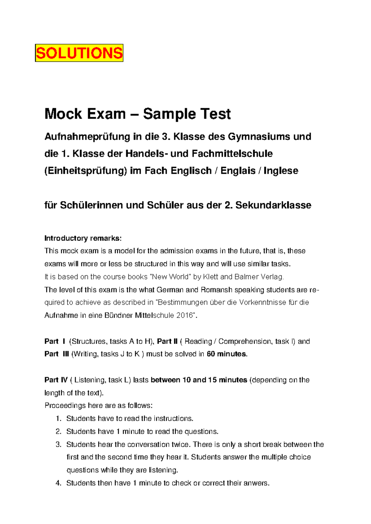 Mock exam solutions def - SOLUTIONS Mock Exam – Sample Test ...