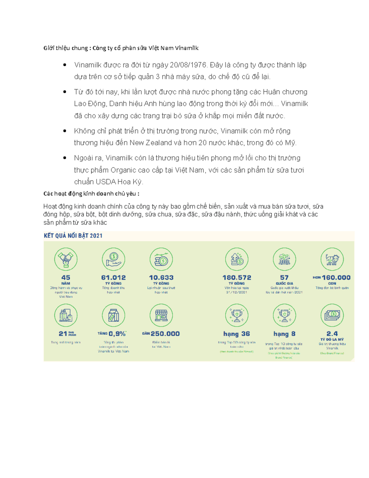 Giới thiệu chung vinamilk - Gi i thi u chung : Công ty cớ ệ ổ phầần s a Vi t Nam Vinamilkữ ệ ...