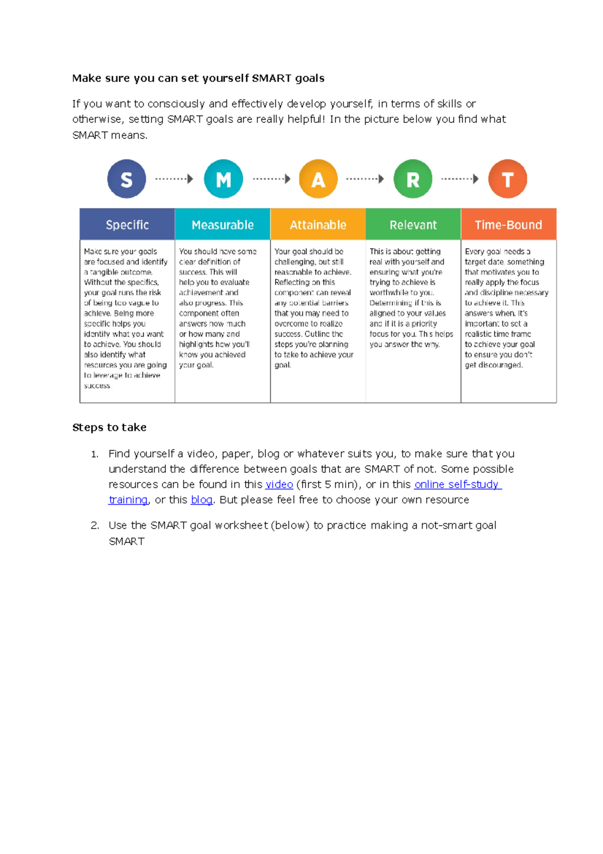 Setting smart learning goals - Make sure you can set yourself SMART ...