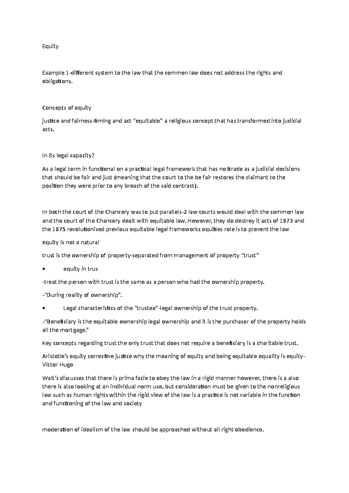 Equity Part 1 - Lecture notes 1-3 - Equity Example 1-different system ...