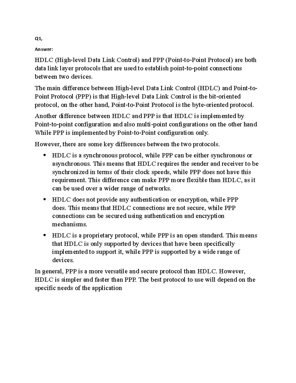 HE187203 NWC203c PE1 - Source for exam SE2 - Answer: HDLC (High-level ...