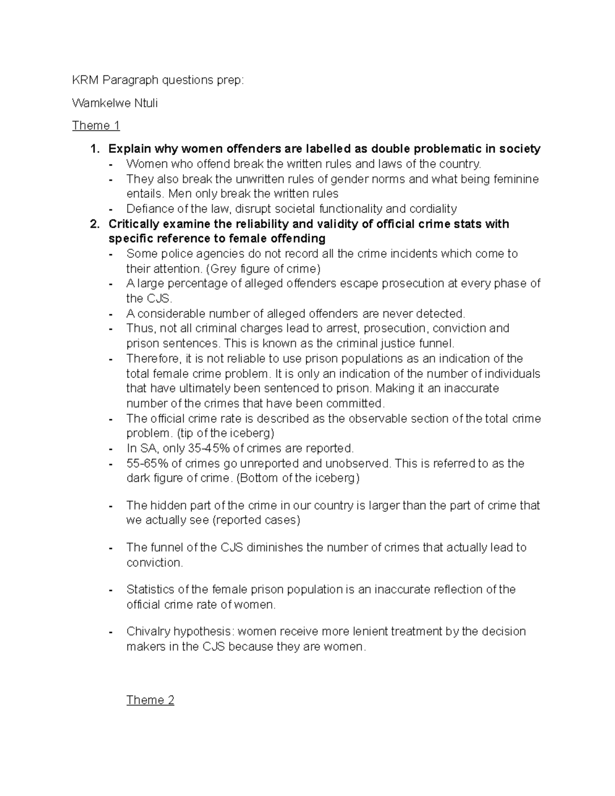 KRM Paragraph questions prep- Wamkelwe Ntuli - KRM Paragraph questions ...