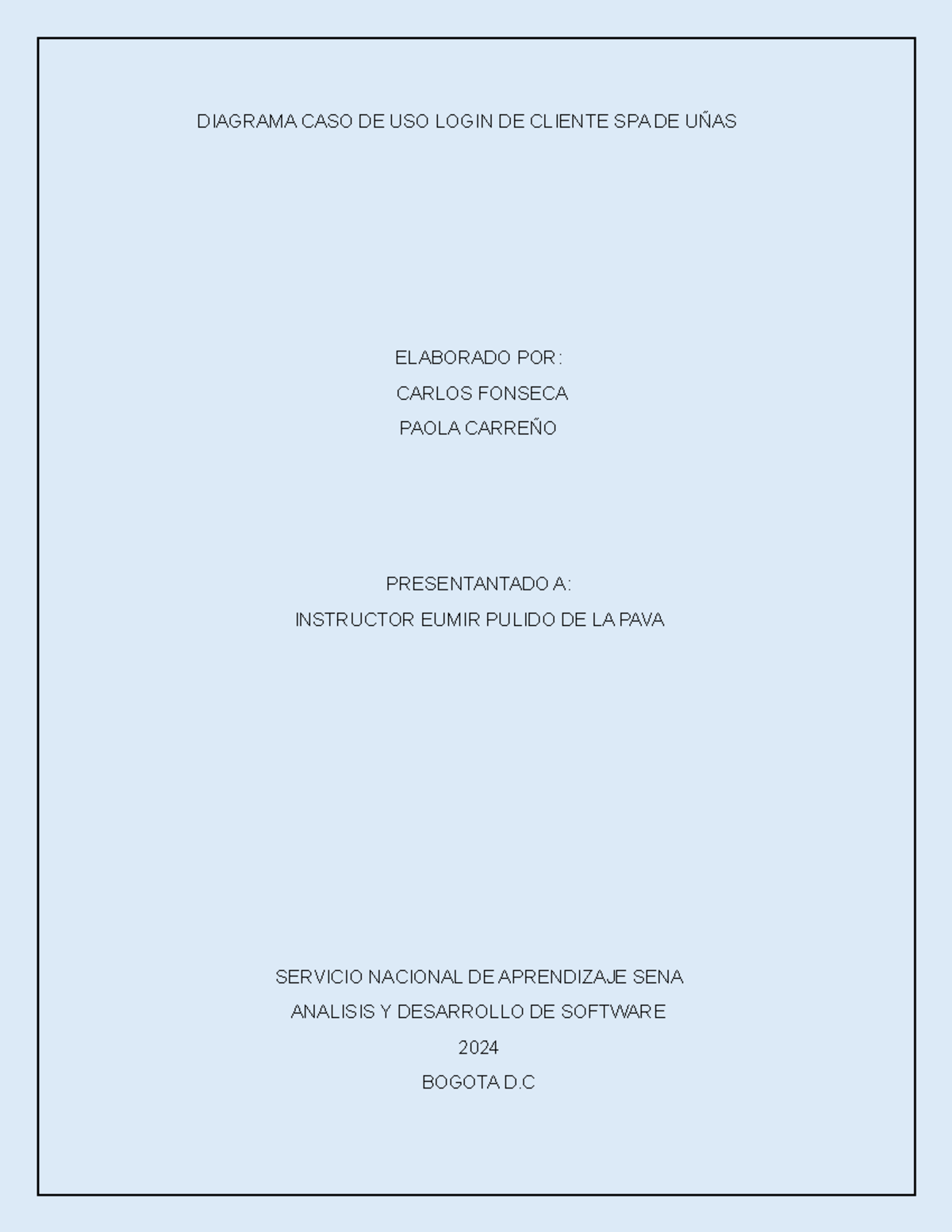 Diagrama CASO DE USO Login DE Cliente SPA DE UÑAS SENA - transversal ...