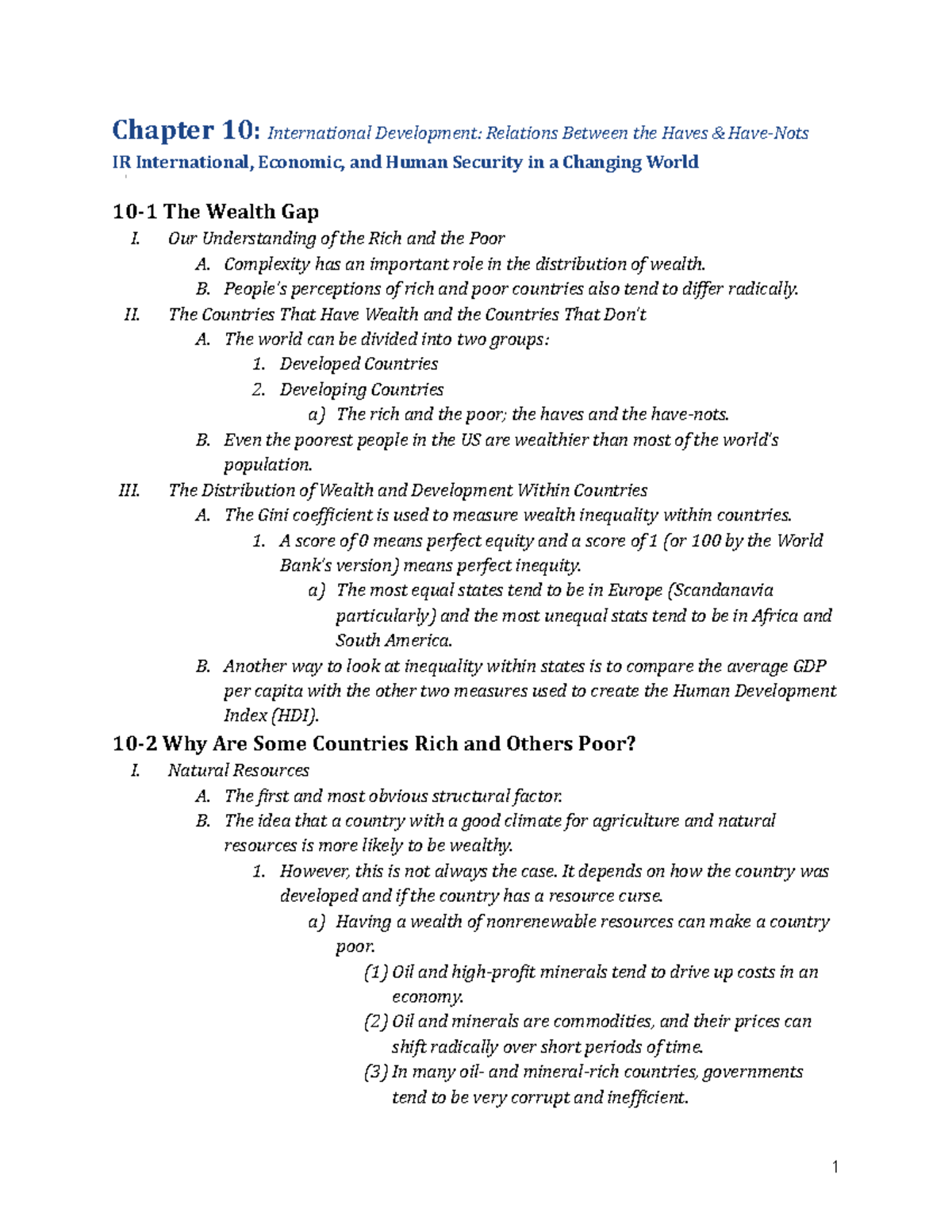 Chapter 10 Book Notes - Chapter 10: International Development ...
