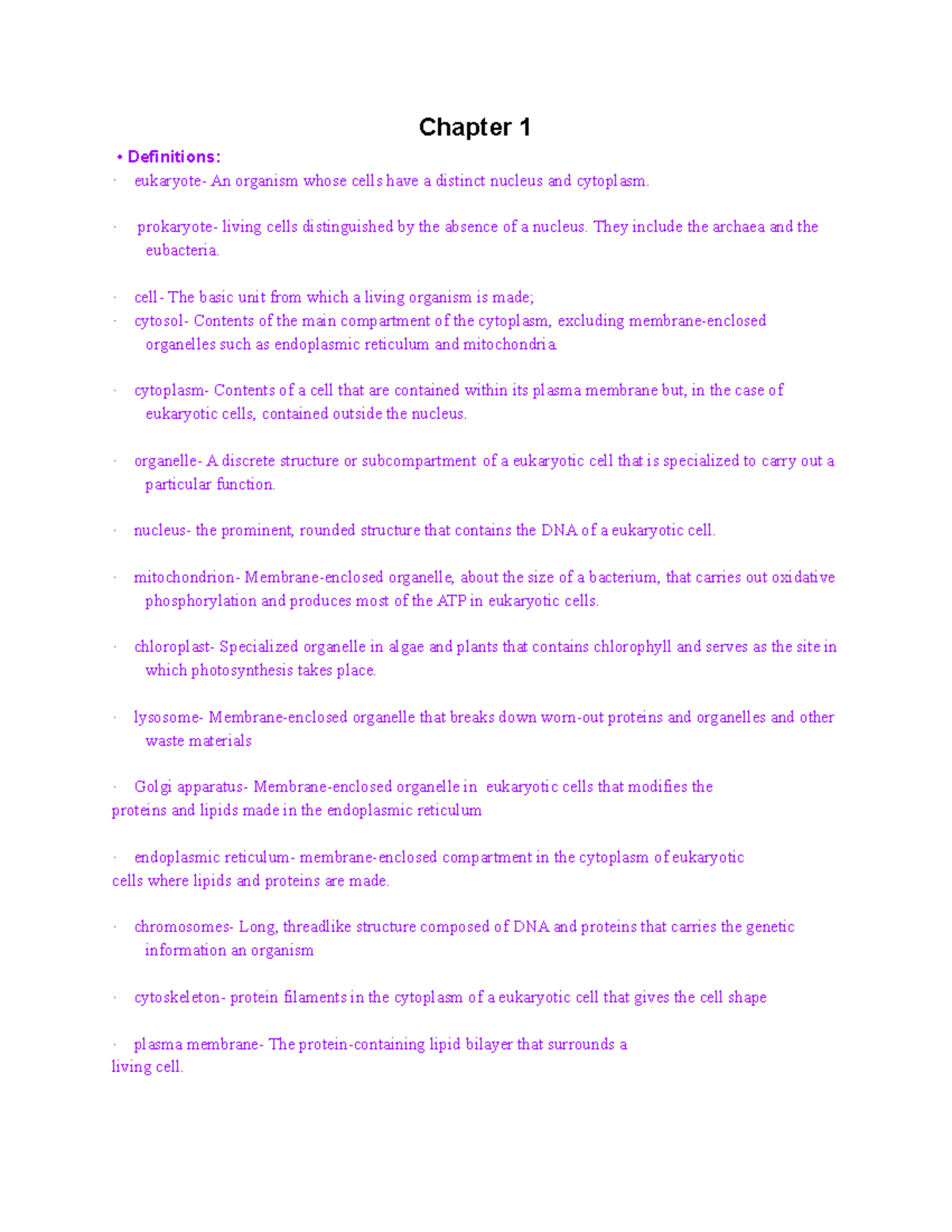 Chp 1 BIO 211 - Notes on Chapter 1 of BIO 211, definitions questions ...