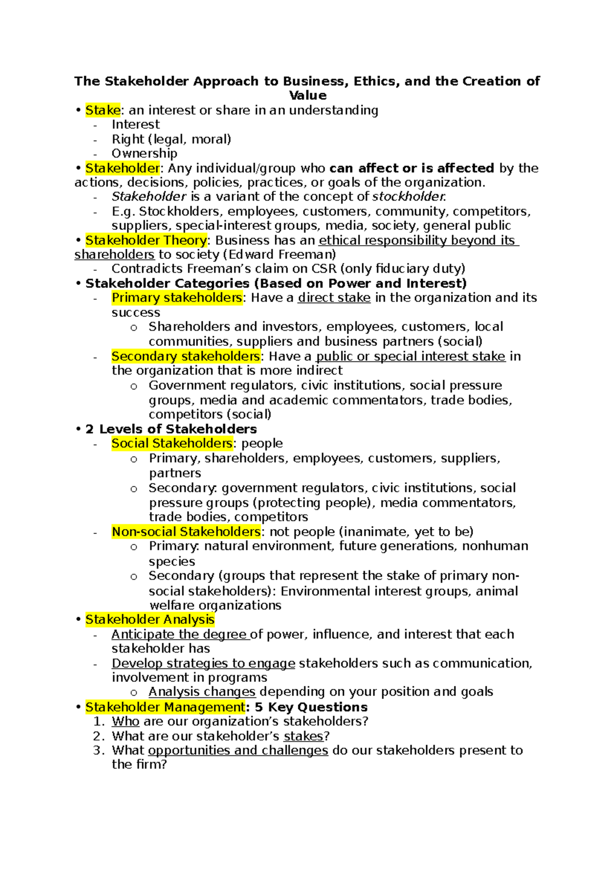 Stakeholder Theory - The Stakeholder Approach to Business, Ethics, and ...