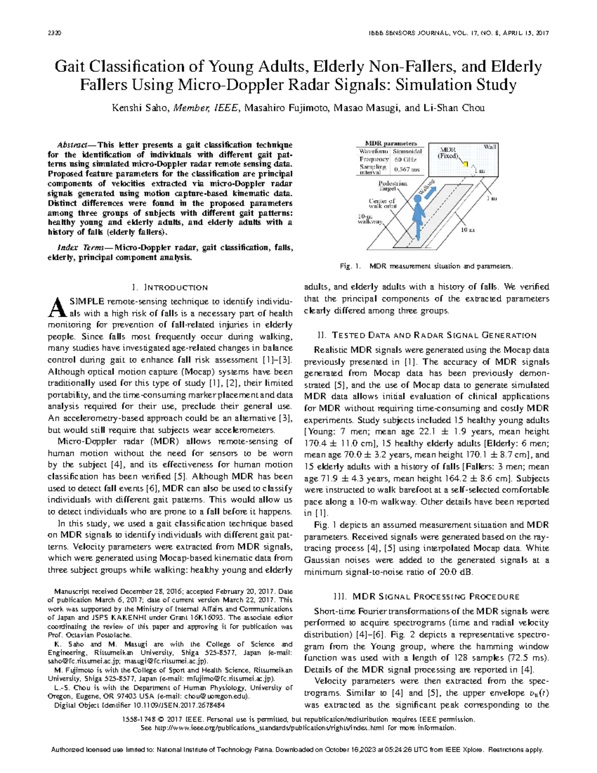 Gait Classification of Young Adults Elderly Non-Fallers and Elderly ...