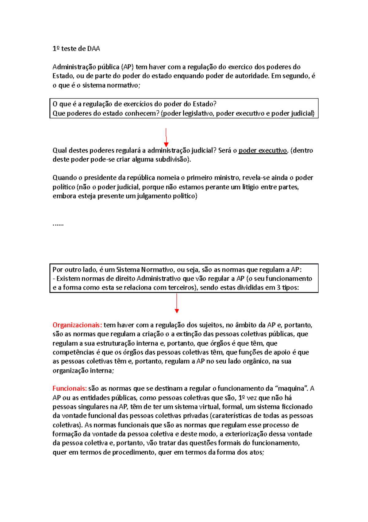 1º teste de DAA - 1º teste de DAA Administração pública (AP) tem haver ...