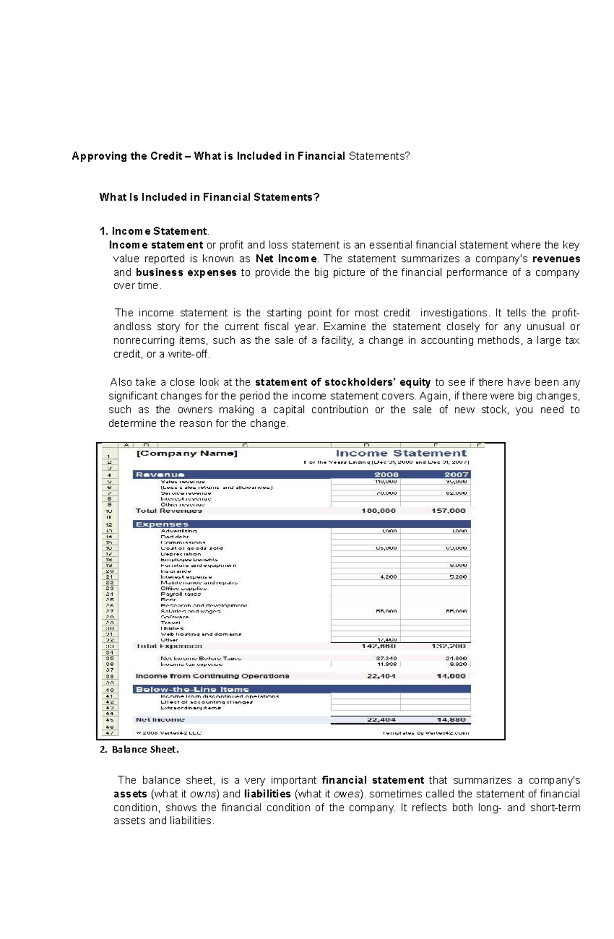 Approving the Credit – What is Included in Financial Statements ...