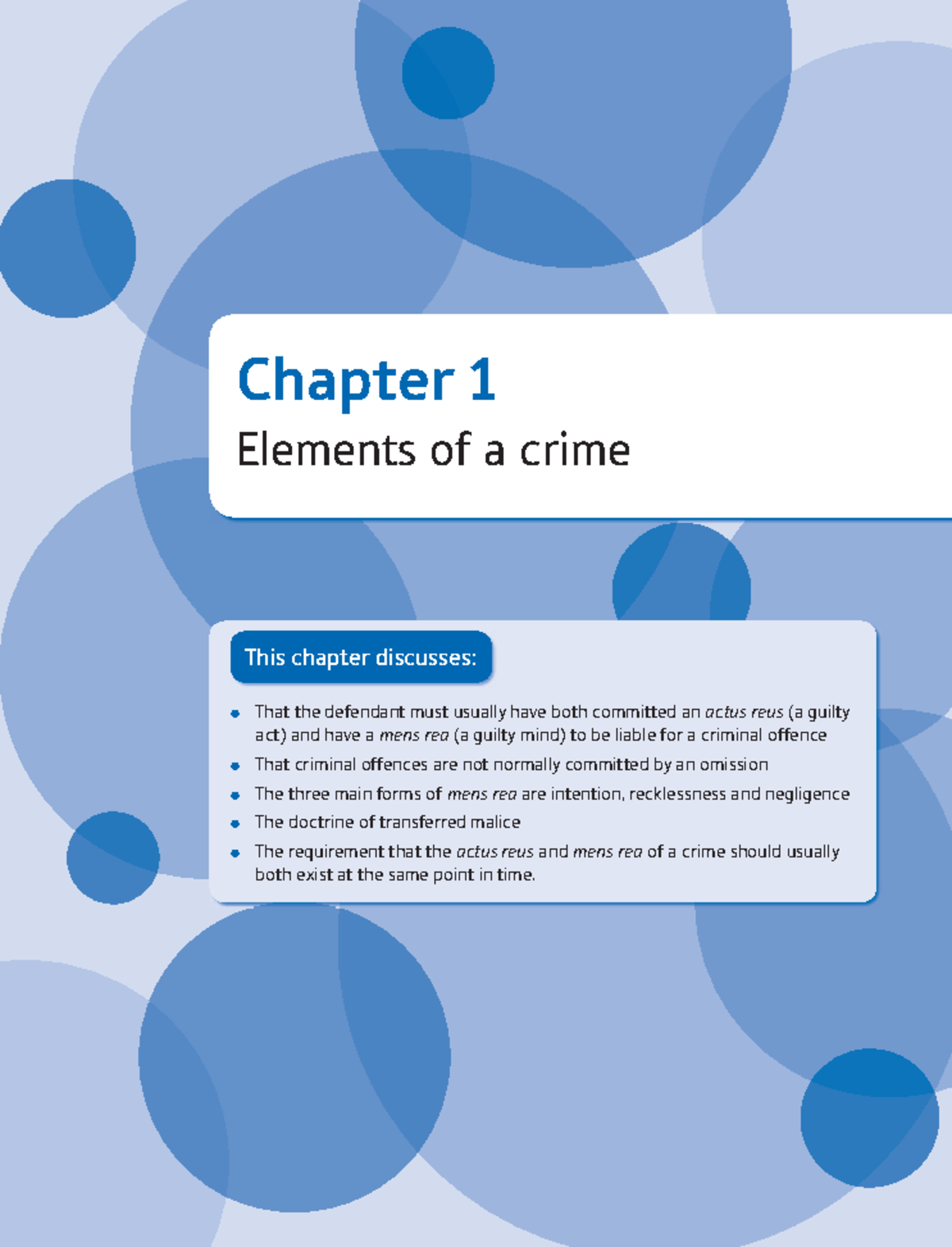 Handout on Criminal Law-2 - Chapter 1 Elements of a crime This chapter ...