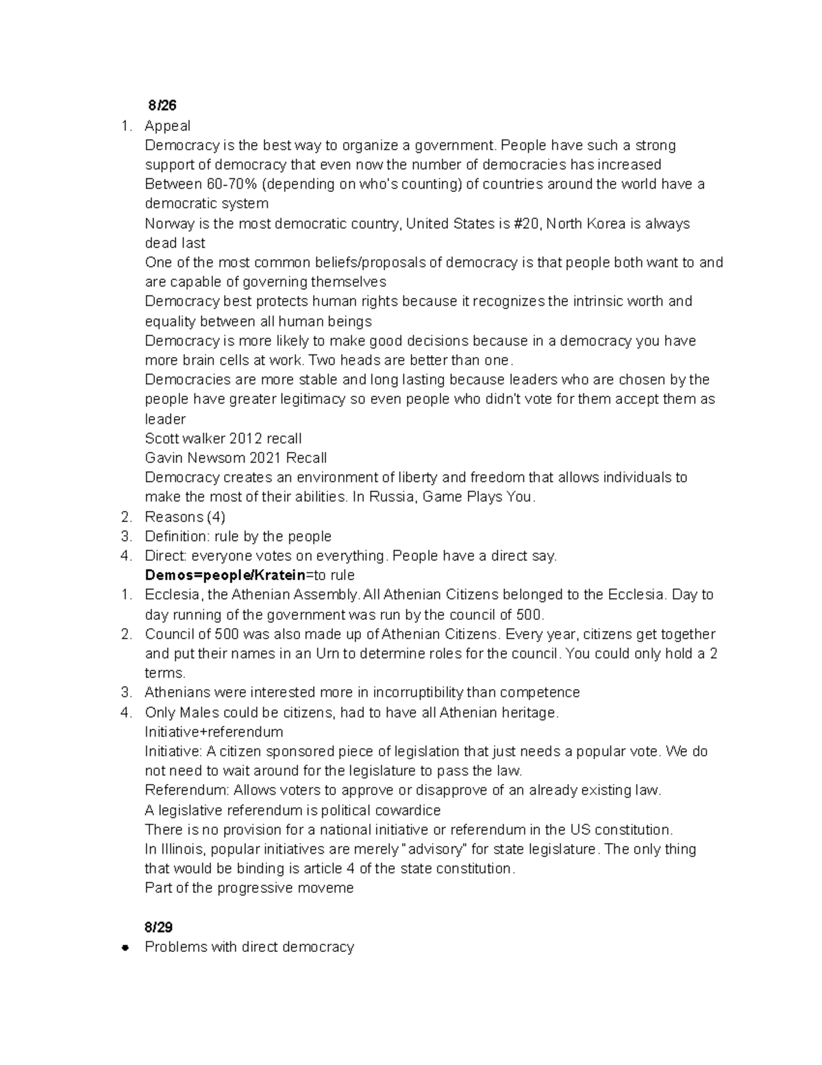 Intro to American Gov Notes Unit 1 - 8/ Appeal Democracy is the best ...