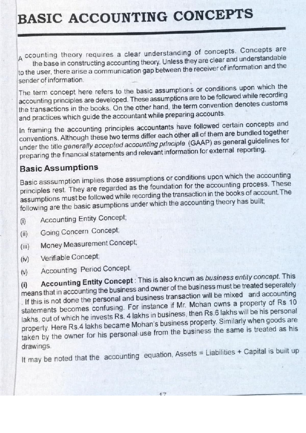 Basic Accounting Concepts and Questionnaires - BA Economics - Studocu