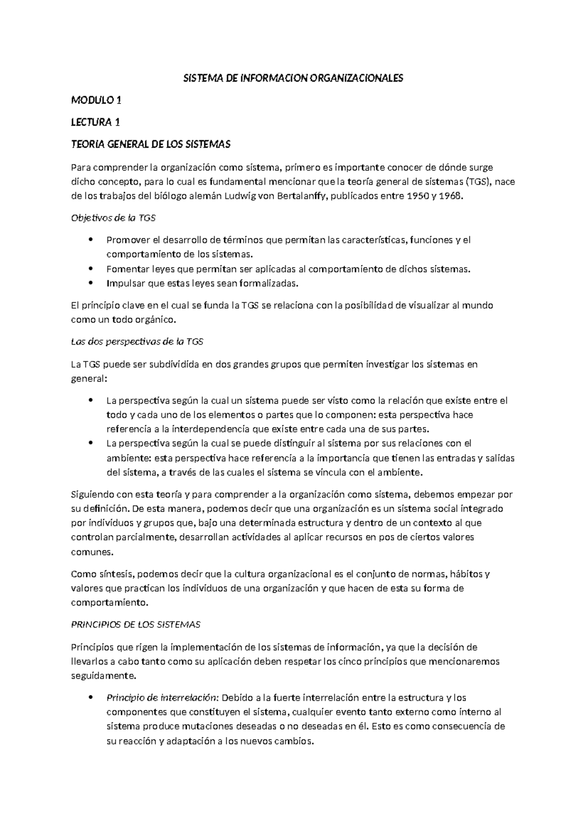 Sistema DE Informacion Organizacionales - SISTEMA DE INFORMACION ORGANIZACIONALES MODULO 1 ...