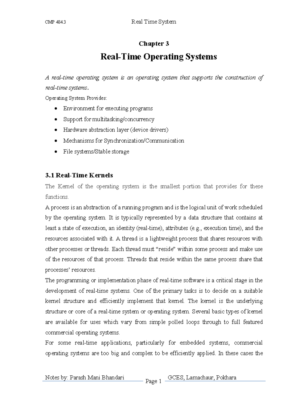 Chapter 3 Real-Time Operating Systems - Notes by: Parash Mani Bhandari ...