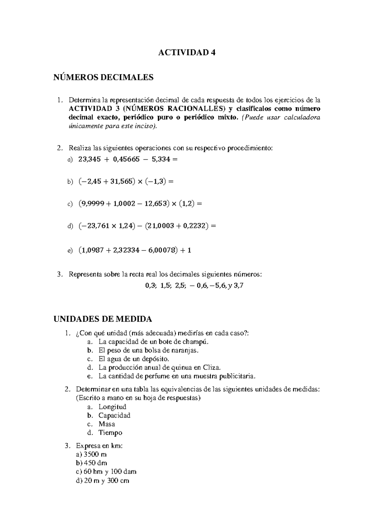 Actividad 4 - Decimales Y Razones Y Proporciones - ACTIVIDAD 4 NÚMEROS ...