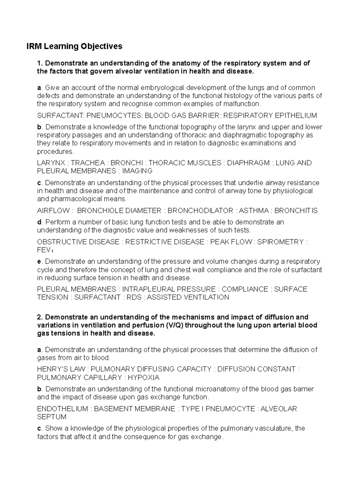 IRM learning objectives - IRM Learning Objectives 1. Demonstrate an ...