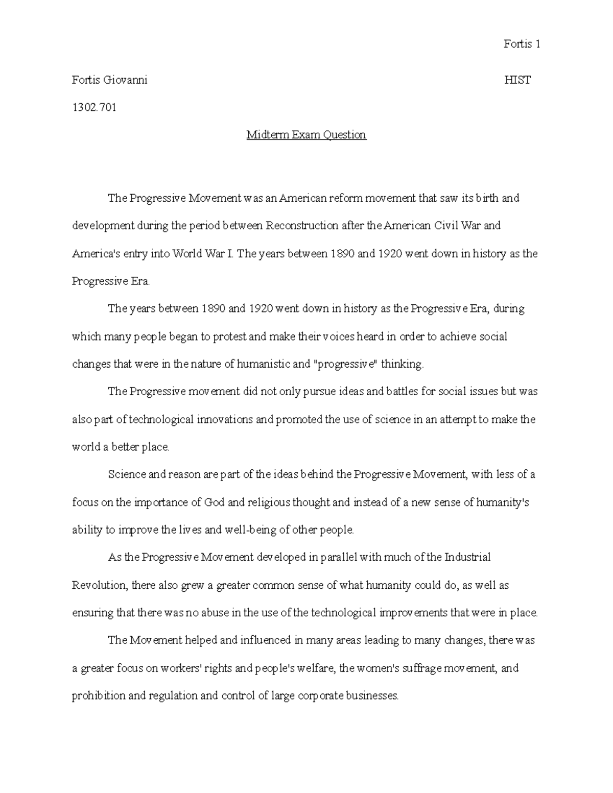 Midterm Exam Question - HIST 1302 - UTPB - Studocu