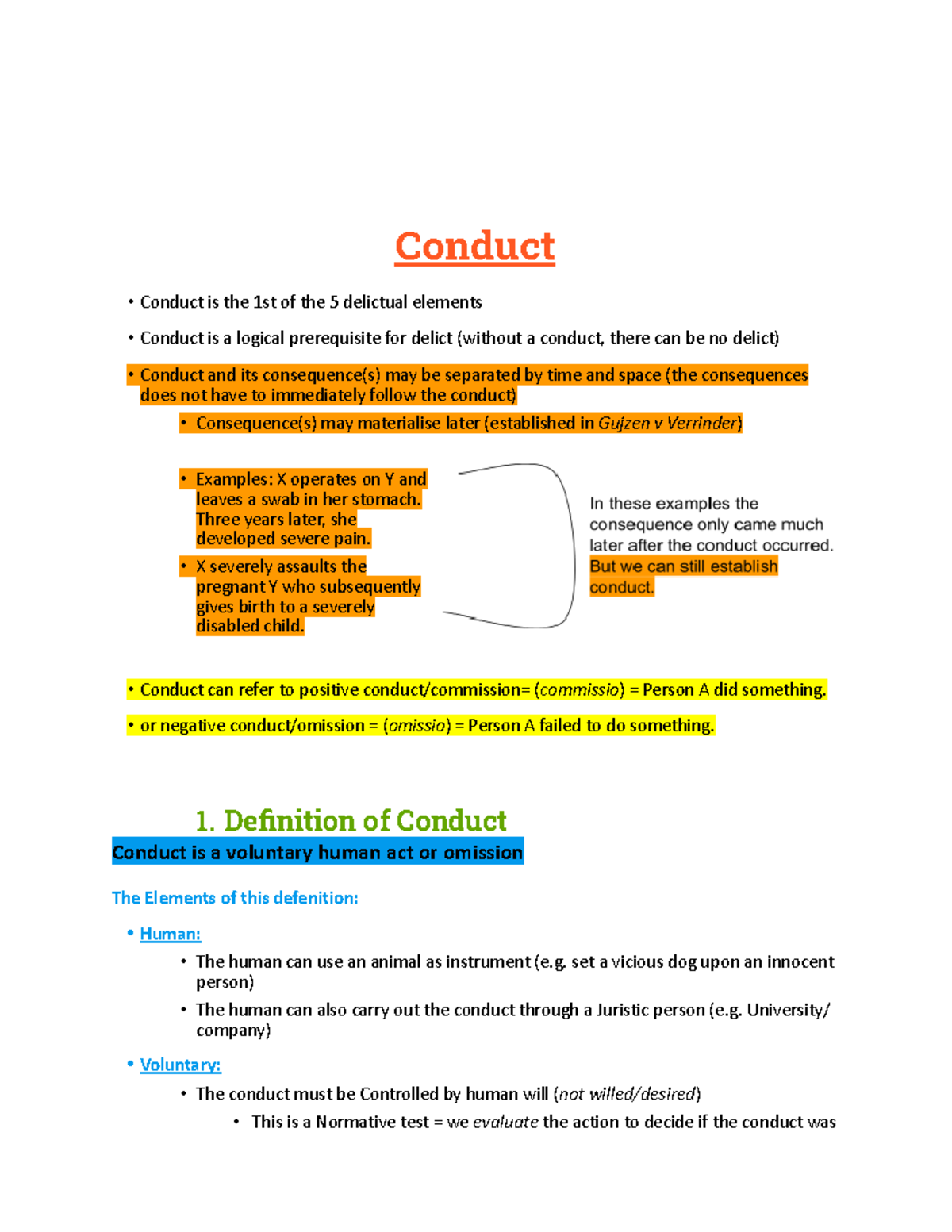 Conduct - Lecture notes 1-3 - Conduct Conduct is the 1st of the 5 ...